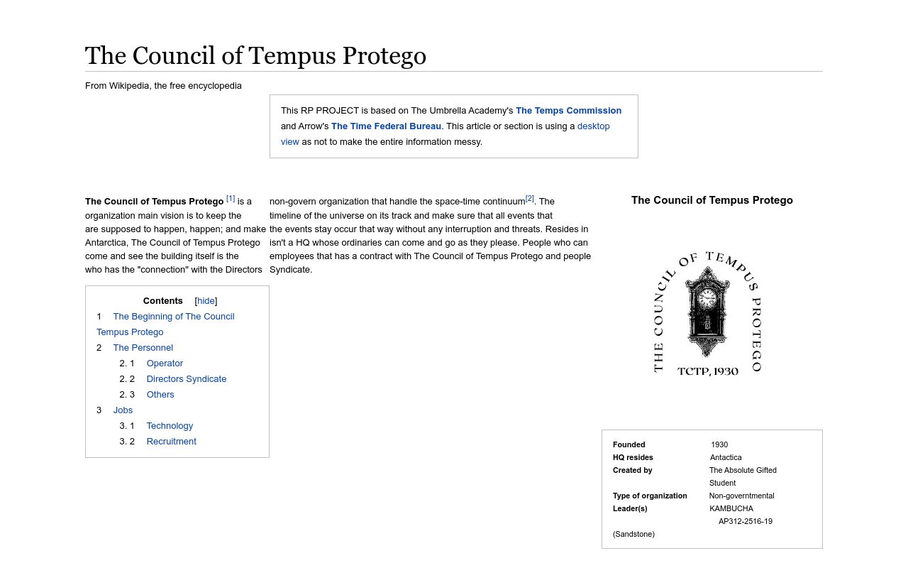 THE COUNCIL OF TEMPUS PROTEGO